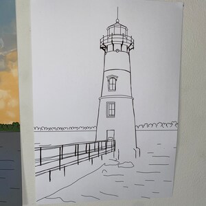 Lighthouse Print Line Art Print Colour Print Lighthouse - Etsy