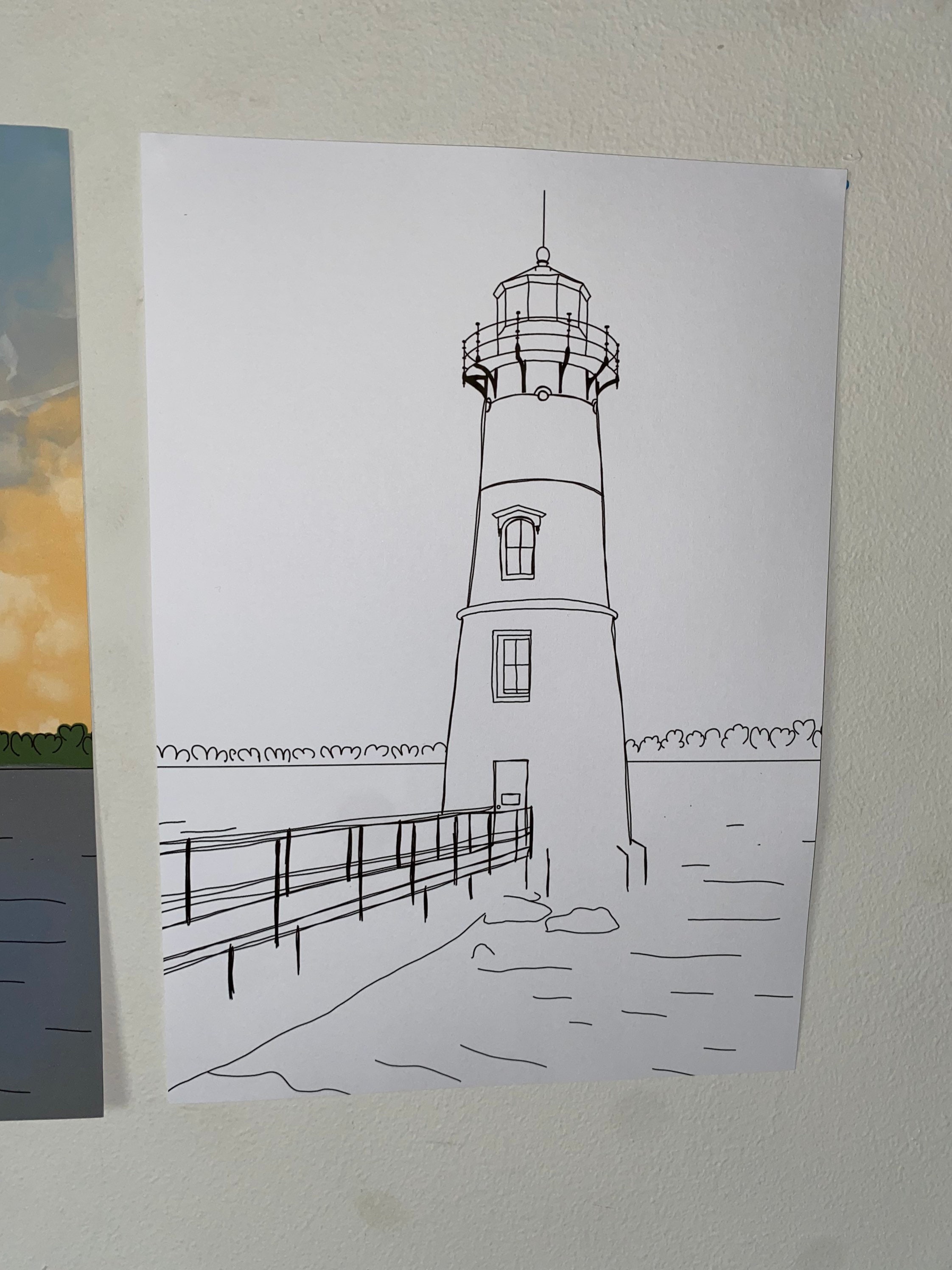 Lighthouse Print Line Art Print Colour Print Lighthouse - Etsy