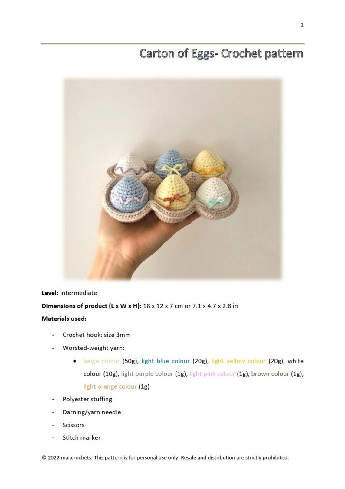 Carton of Eggs - Amigurumi Crochet Pattern - Etsy