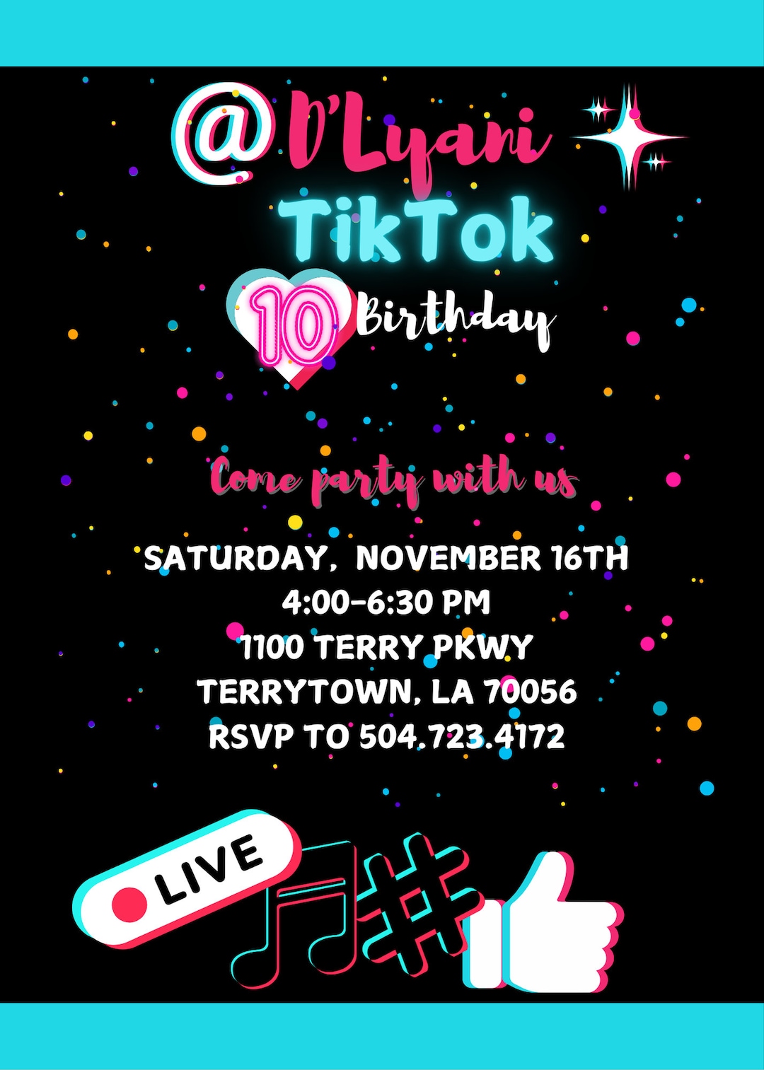 Tiktok Birthday Invitation-tik Tok Invitation-digital Party Invite With Animations - Etsy