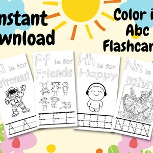 Color in ABC Tracing Flashcards Instant Download A-Z - Etsy