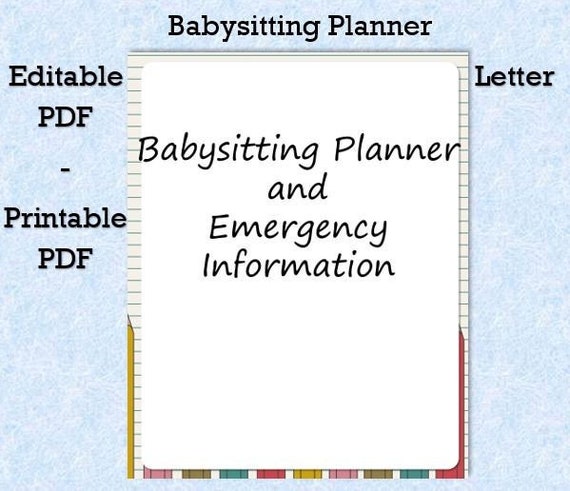 Babysitting Planner Bundle Fillable PDF Printable PDF | Etsy