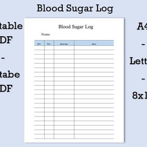 Blood Sugar Log Glucose Tracker CBG Tracker | Etsy