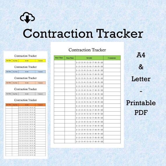 Pregnancy Contraction Tracker 6 Color Labor Pain Chart | Etsy