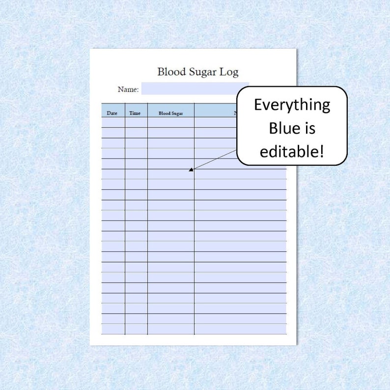 Blood Sugar Log, 6 Color, Glucose Tracker, CBG Tracker, Diabetes Blood ...