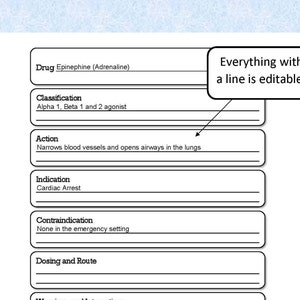 Paramedic School Drug Cards/pharmacology Template, Size Letter 8.5x11 ...