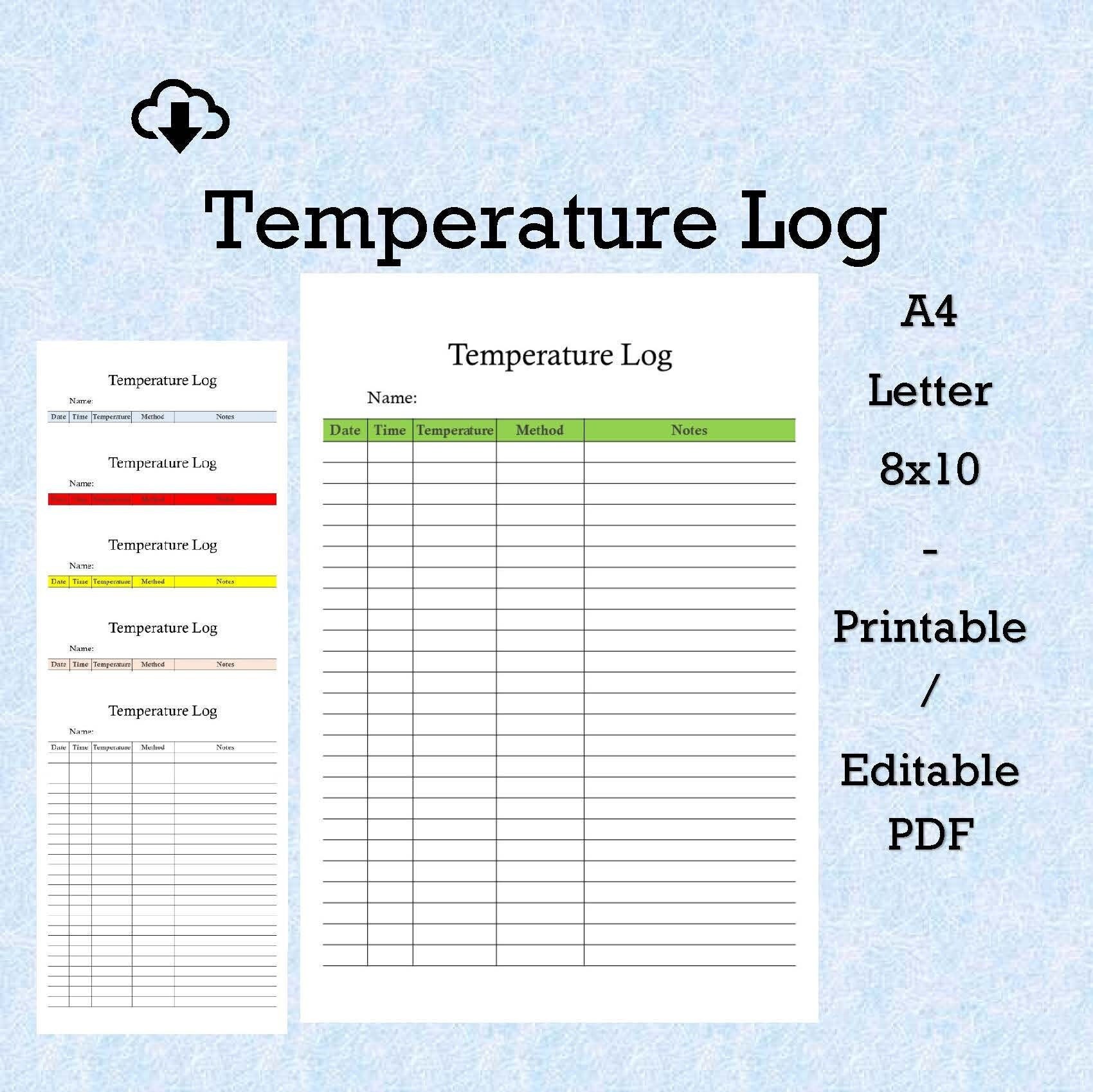 Temperature Log 6 Color PDF Temperature Log A4 Letter And Etsy temperature-log-6-color-pdf-temperature-log-a4-letter-and-etsy