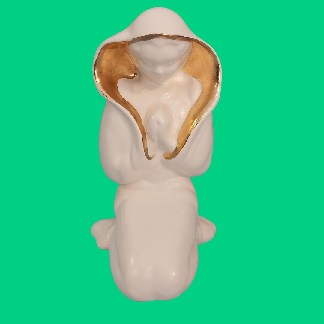 Kay Finch Praying Madonna Christmas Nativity Figurine RARE Gold & White ...