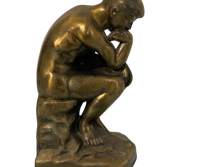 Rodin’s the Thinker Sculpture Bronzed Metal 1928 Statement Bookend ...