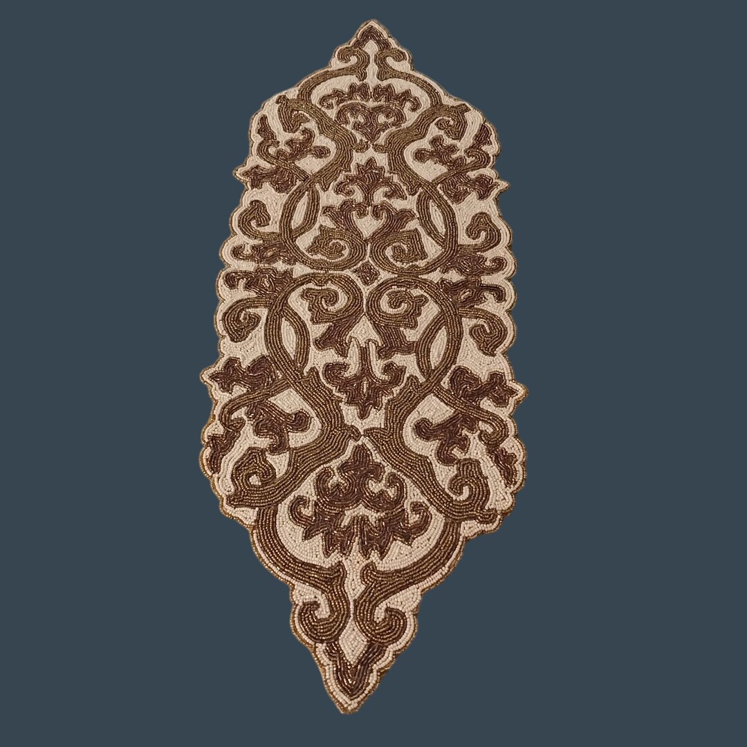 Pier One Imports Stunning Gold Beaded Table Runner Centerpiece 36x13 - Etsy