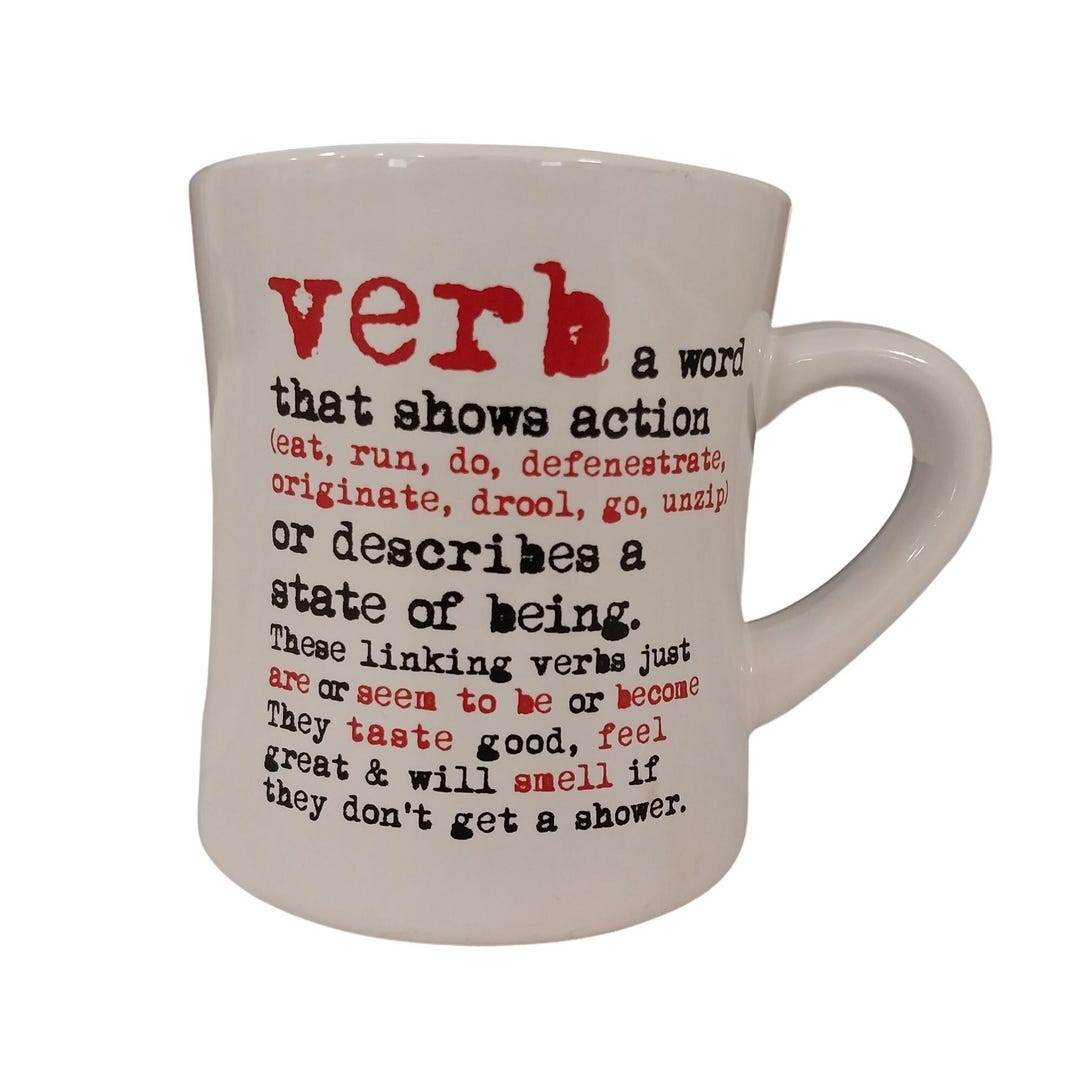 Verb Daily Grammaticism Mug Grammarware - Etsy