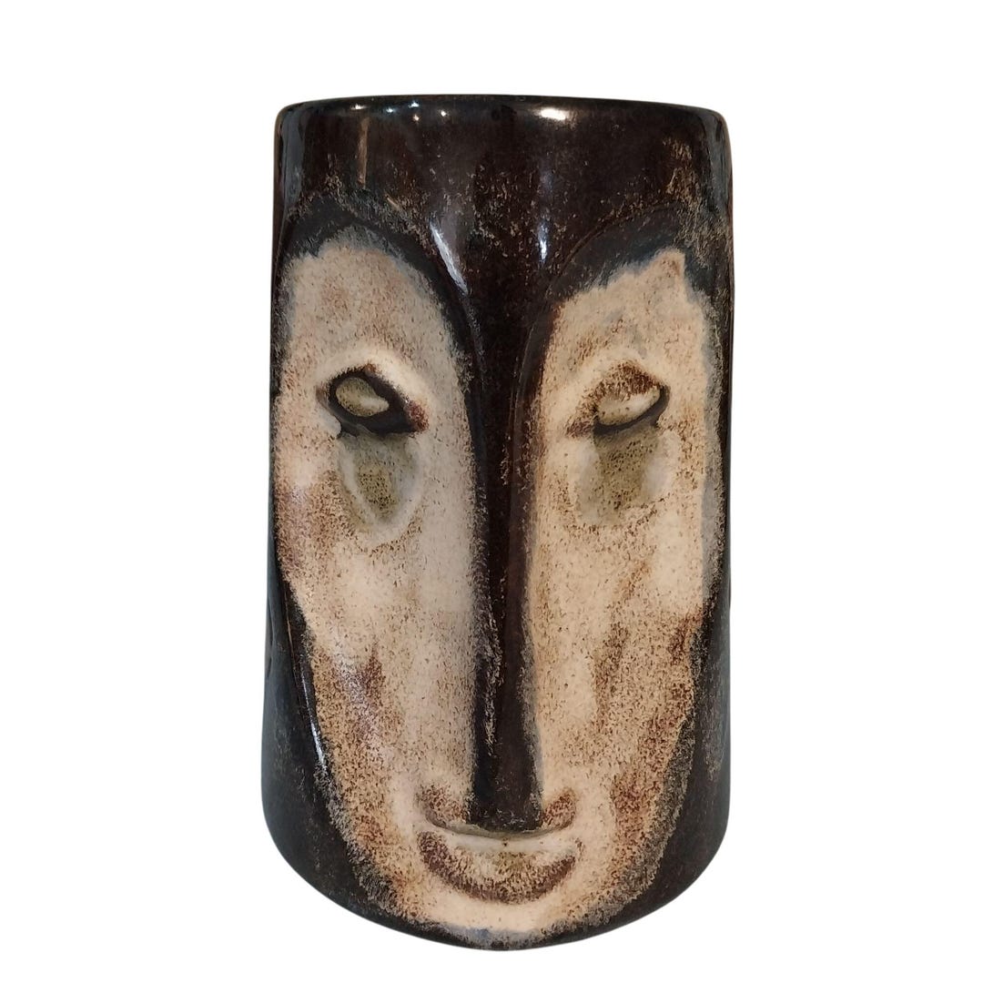 Vintage Mexican Mug Cup Art Pottery Face Mask by Mara Mexico Large Mug ...