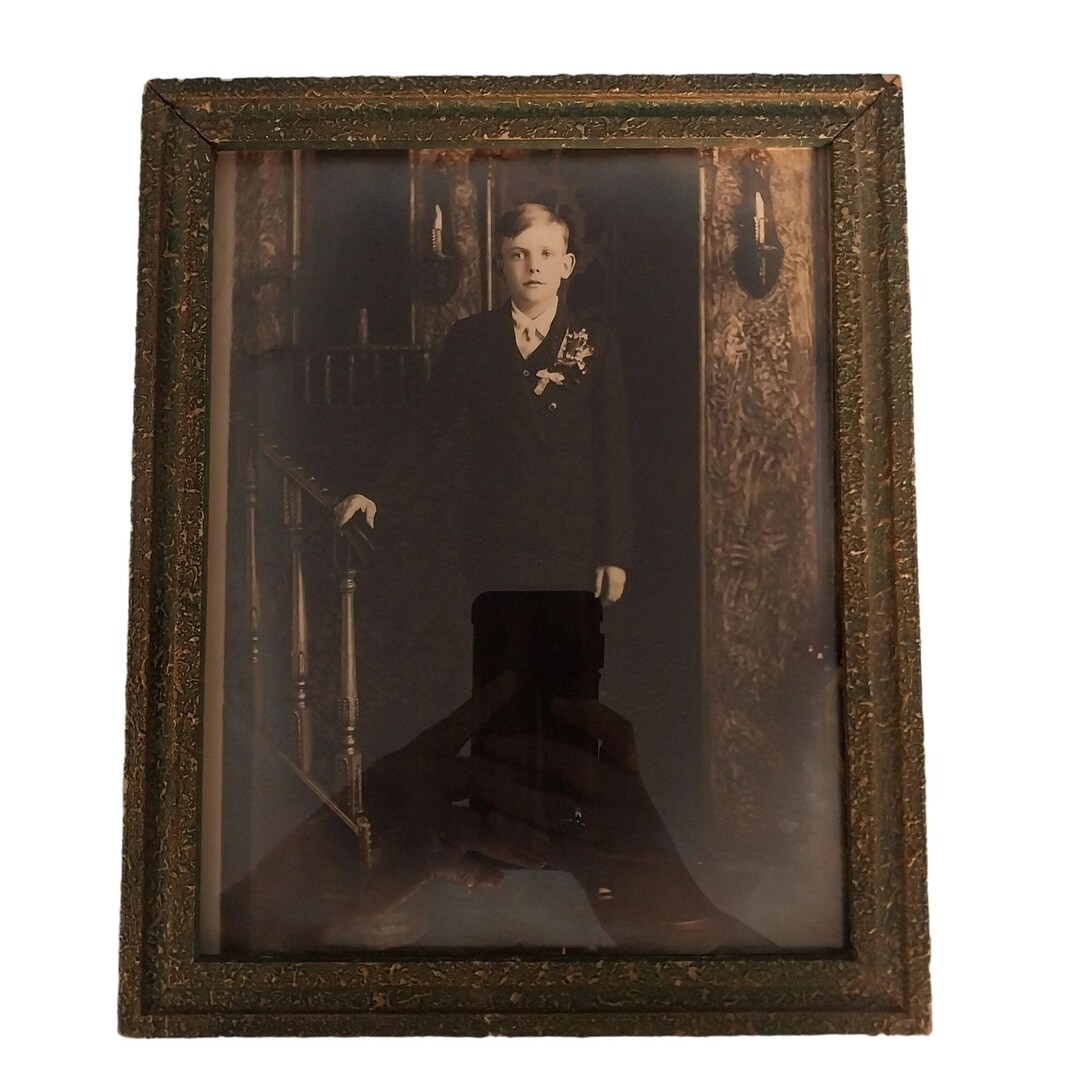 Antique Victorian Frame With Boy in Suit on Staircase Photograph ...