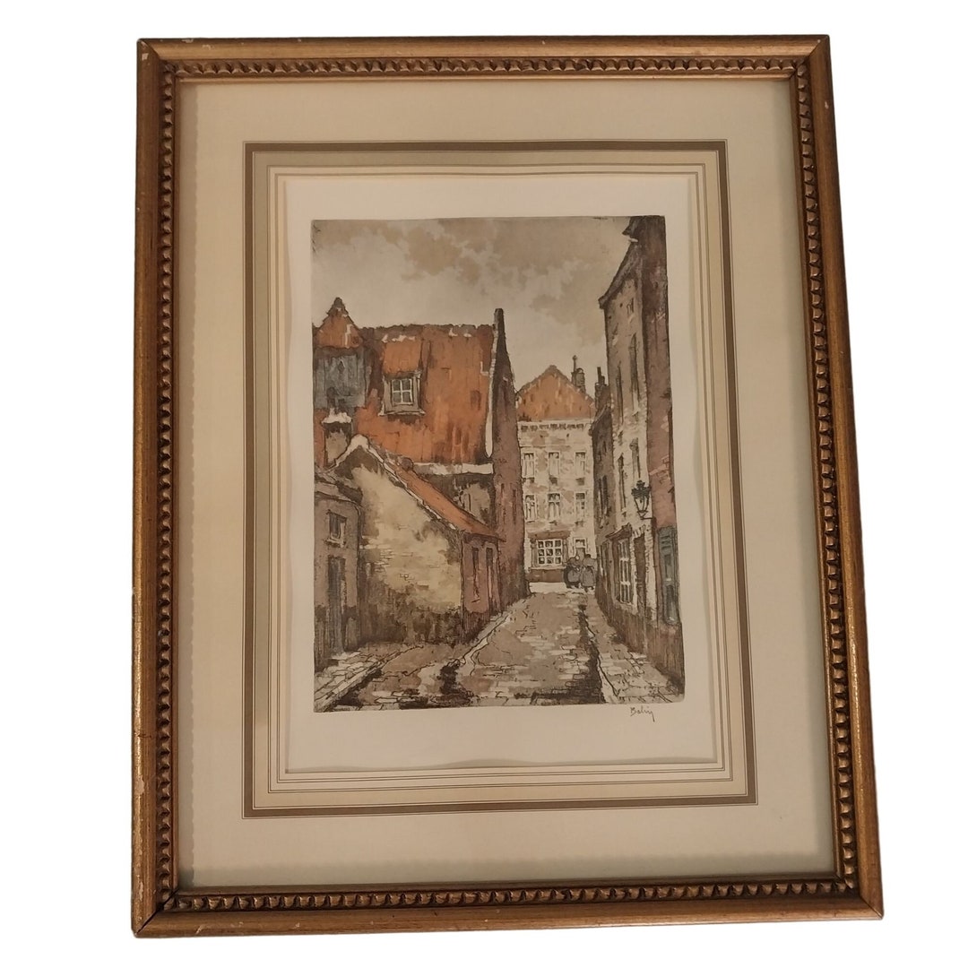 Vintage Mid Century Hand Painted Street Scene Print Artist - Etsy
