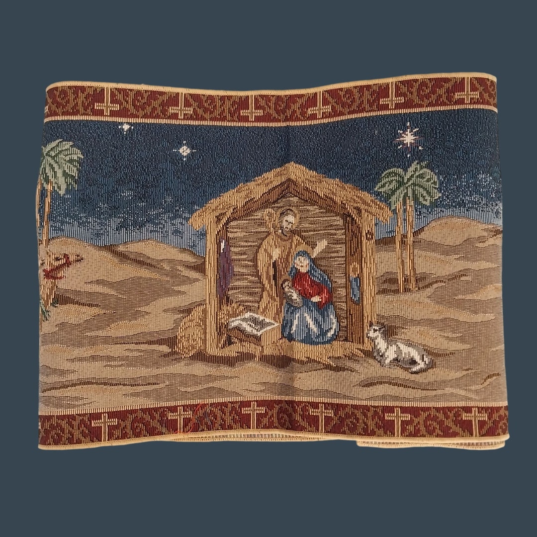 Vintage Christmas Nativity Scene Tapestry Table Runner - Etsy