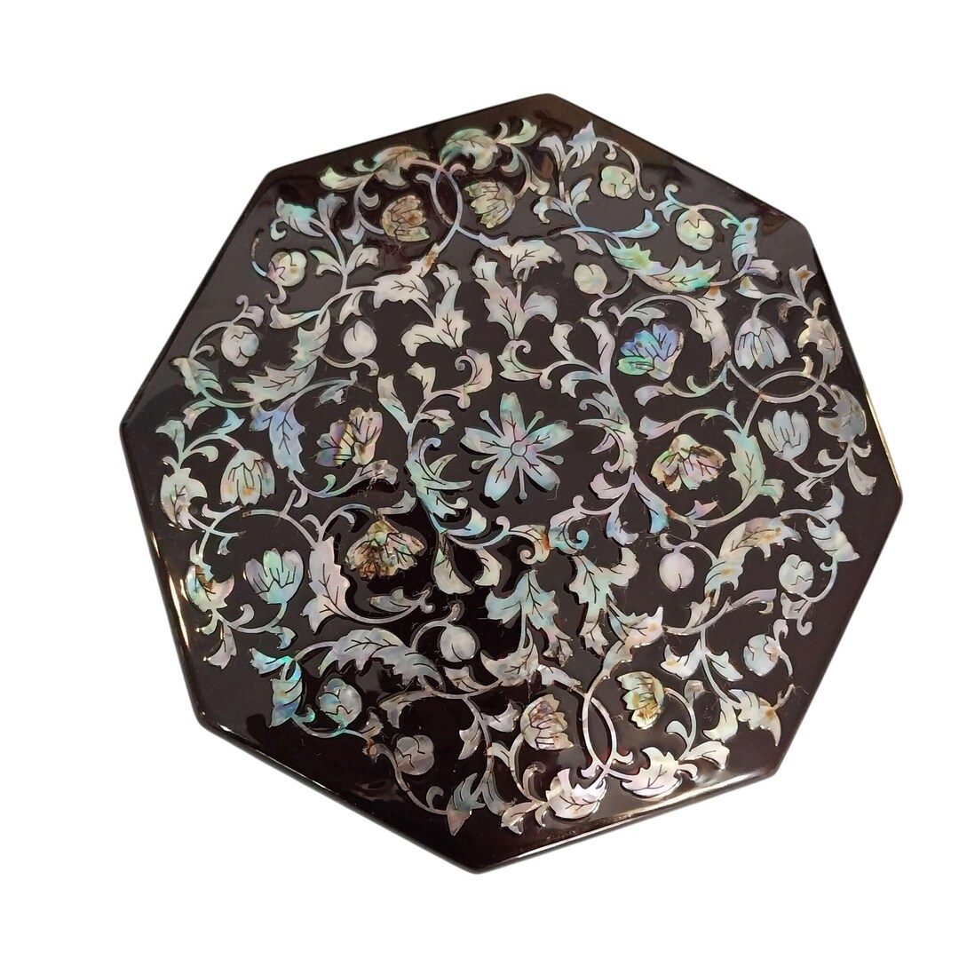 Mother of Pearl Inlay Octagon Box Floral Lacquered Korean Snack Box - Etsy