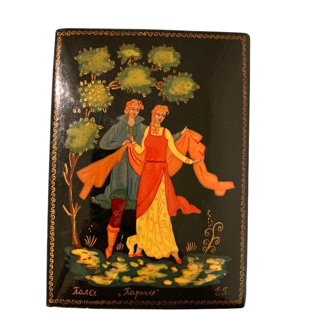 Palekh Lacquered Jewelry Box Vintage Wooden Jewelry Box Fairytale ...