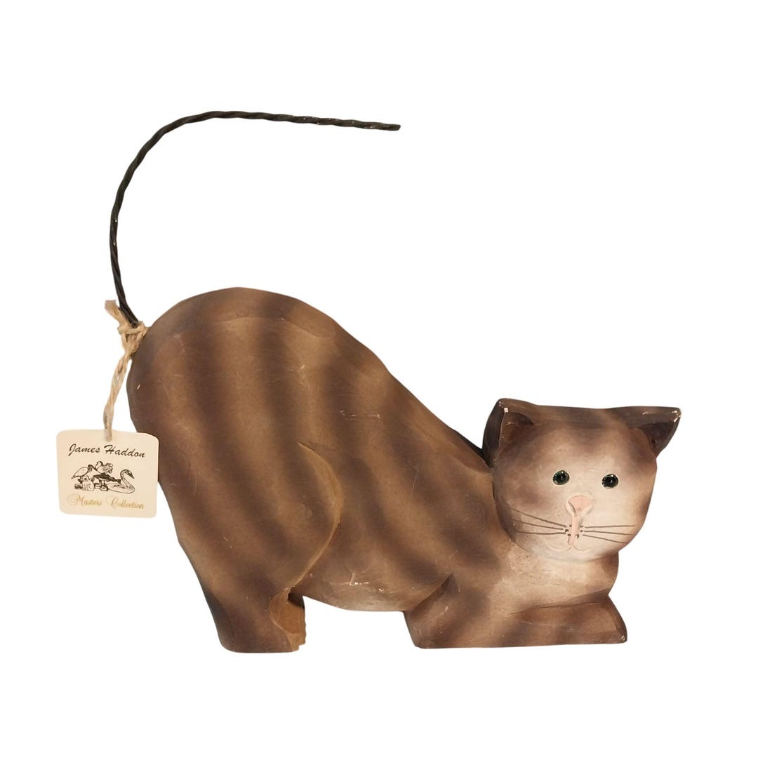 James Haddon 10” Hand Carved Wood Cat Hand Painted - Etsy
