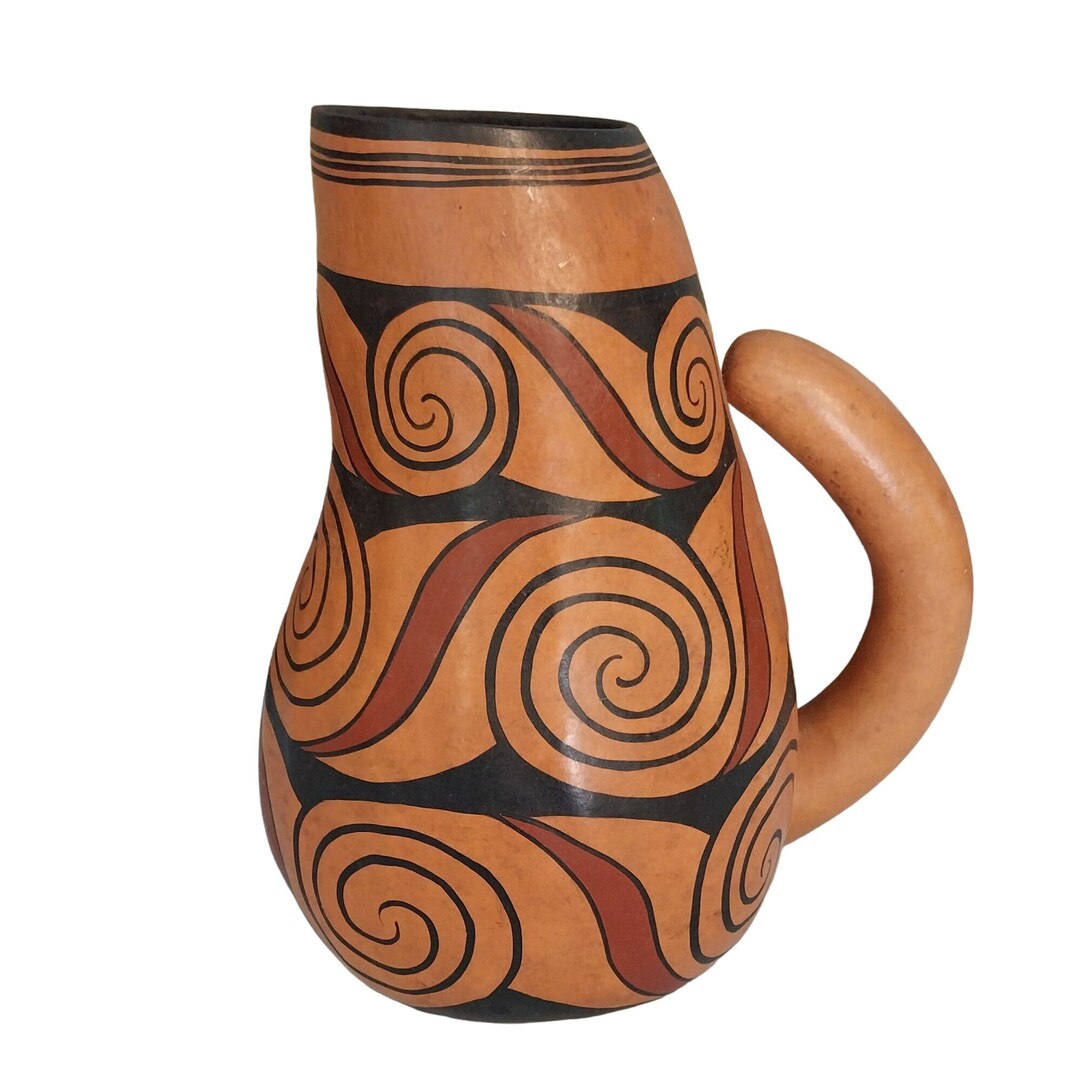 Water Pitcher Gourd Hand Painted Swirls Signed Jo Anne Stackhorse - Etsy