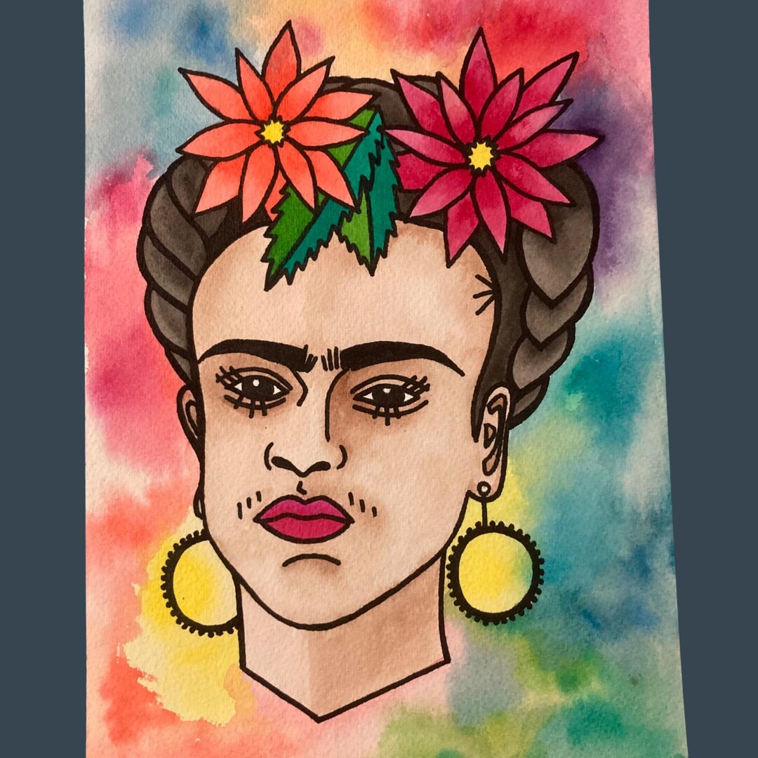 Frida Kahlo Watercolor Portrait Tattoo Art Painting - Etsy