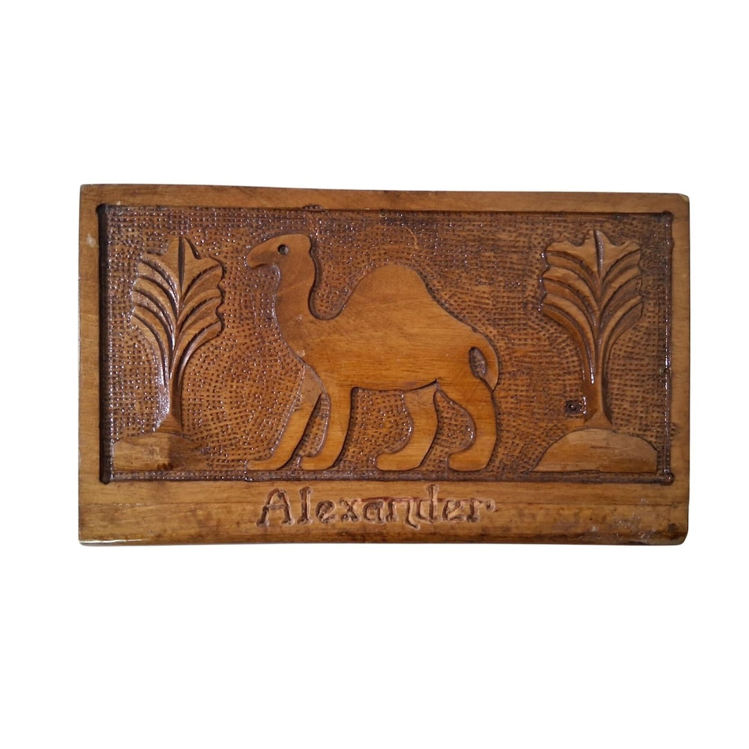 Hand Carved Wooden Secret Lock Box Puzzle Chest Camel With Palm Trees ...