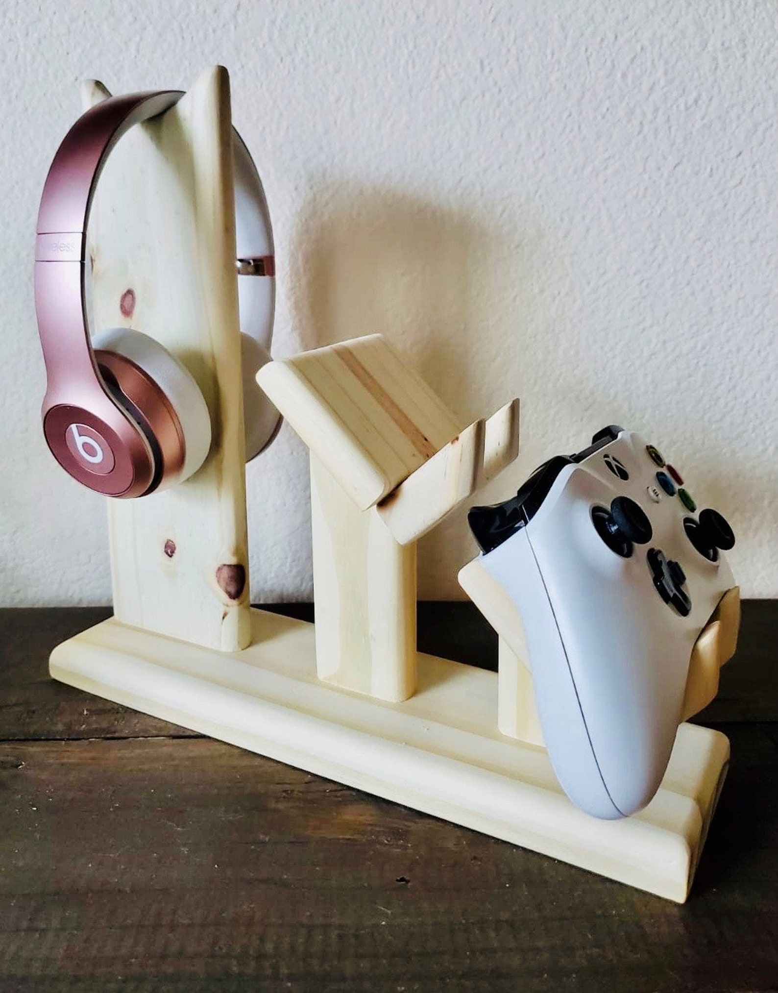 Handcrafted Solid Wood Headset & Controller Holder for Xbox and Ps ...