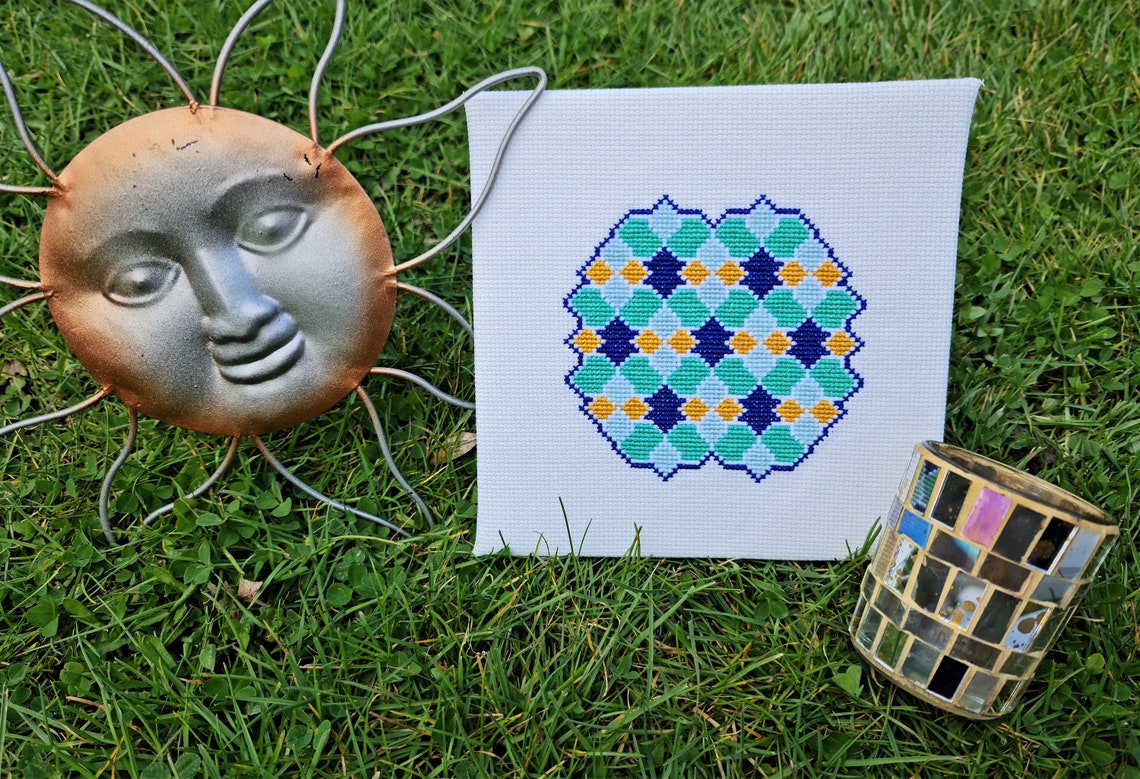 Arabesque Tile Cross Stitch Pattern, Geometric Modern DYI Wall Decor ...