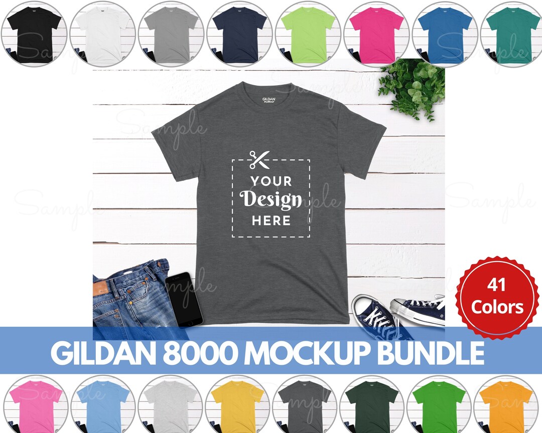 Gildan 8000 Mockup Bundle|gildan 8000 T-shirt Mockup|g800 Color|gildan ...