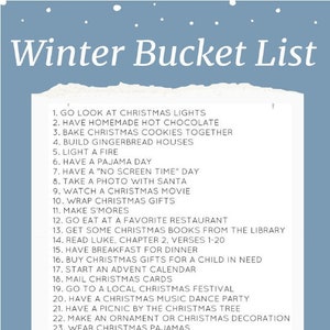 Winter Bucket List Bucket List Printable Winter Christmas - Etsy