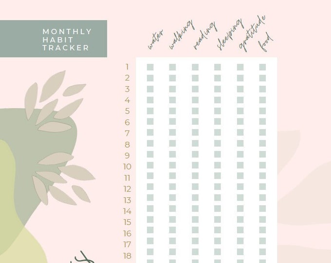 Monthly Habit Tracker; Habit Tracker; Printable; Template; Routine ...