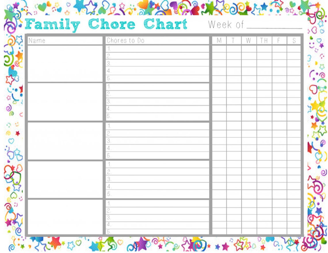 Family Chore Chart; Chore Chart; Responsibility; Family Activity ...
