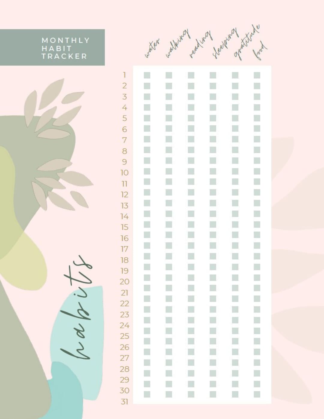 Monthly Habit Tracker; Habit Tracker; Printable; Template; Routine ...