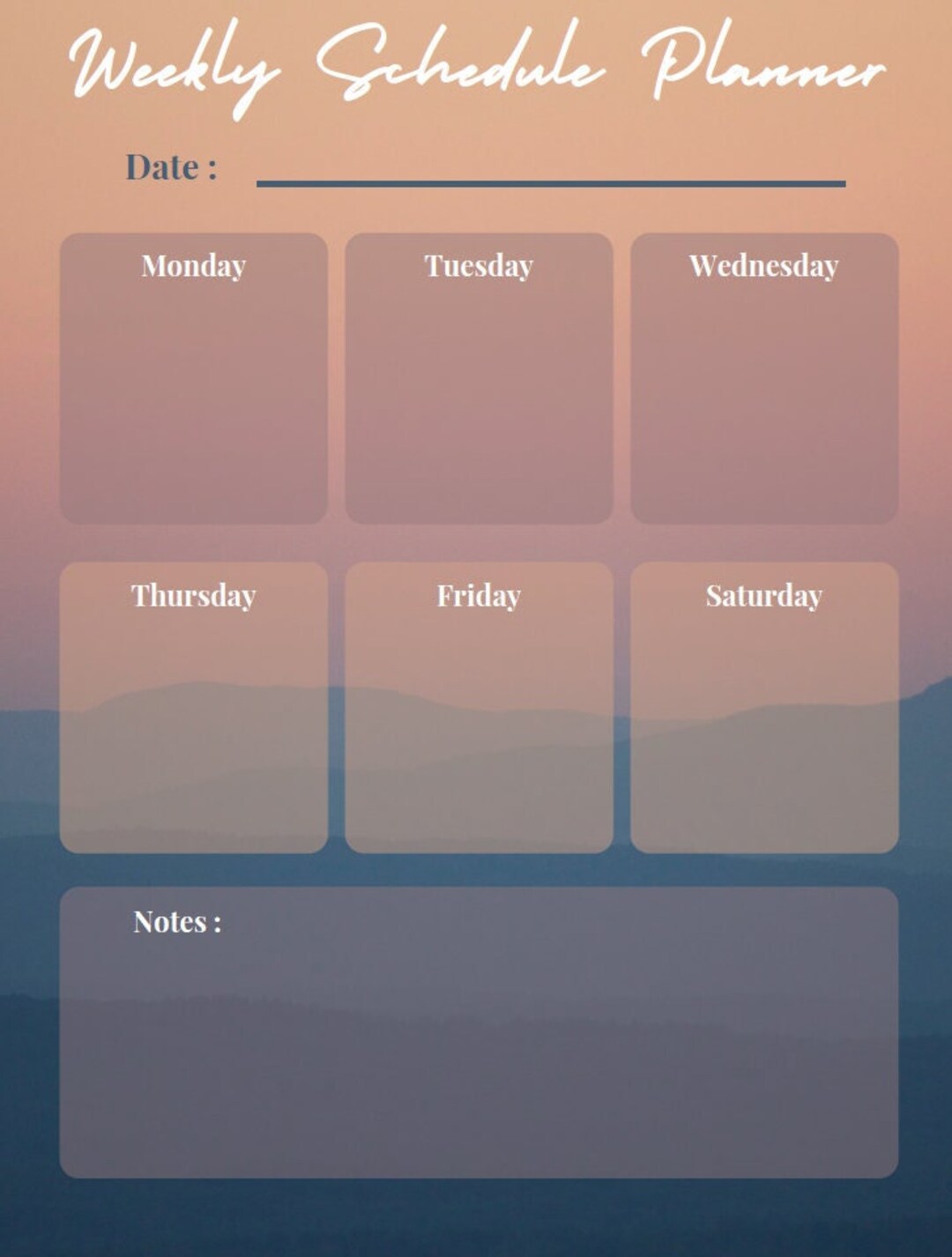Weekly Planner; Printable; Template; Organization; Schedule; List; to ...