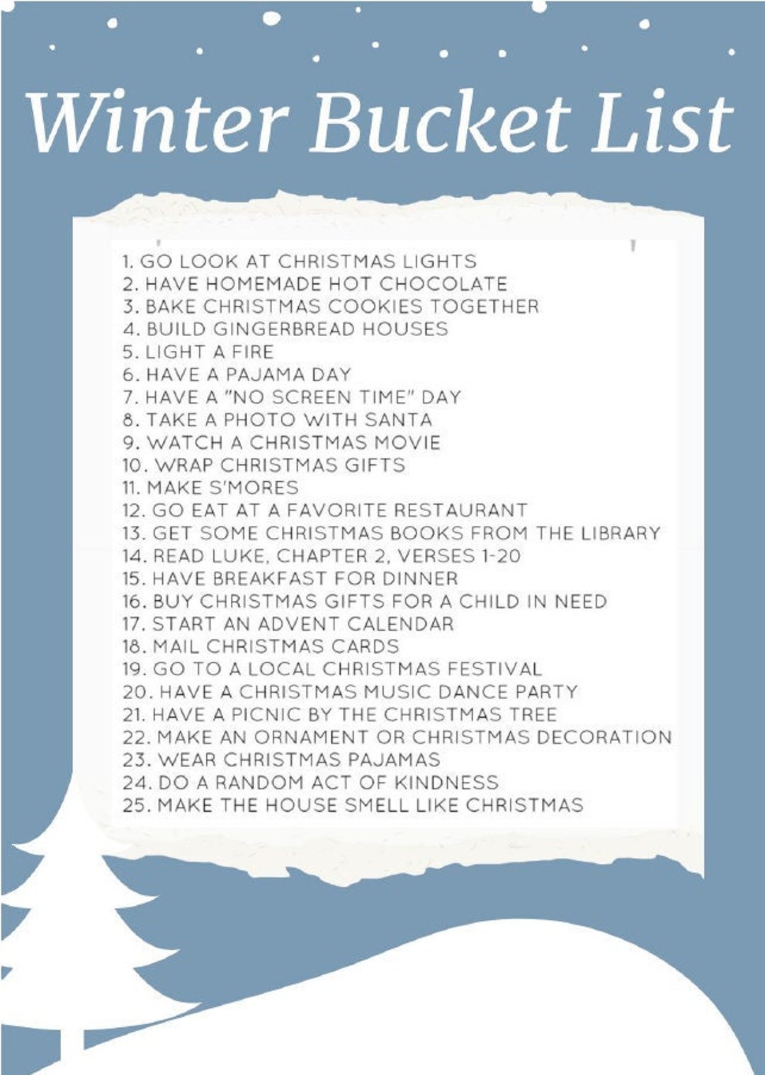 Winter Bucket List; Bucket List; Printable; Winter; Christmas; Winter ...