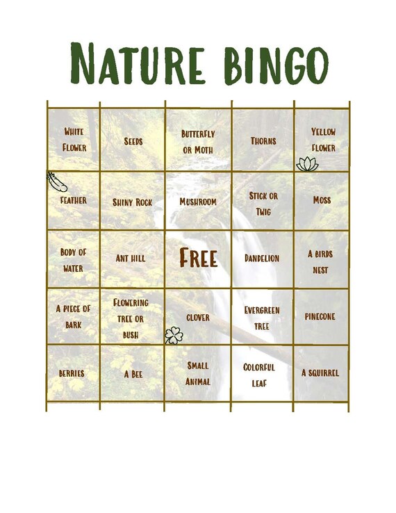 Printable Nature Bingo Search and Find Outdoor Activity | Etsy