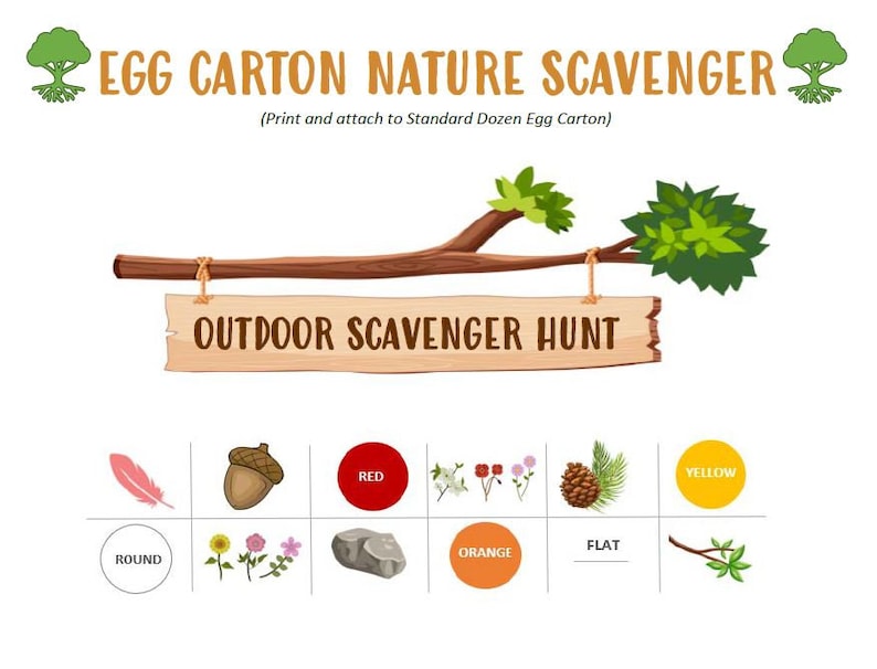 Printable Egg Carton; Nature Scavenger Hunt; Woodland; Gift; Gifts ...