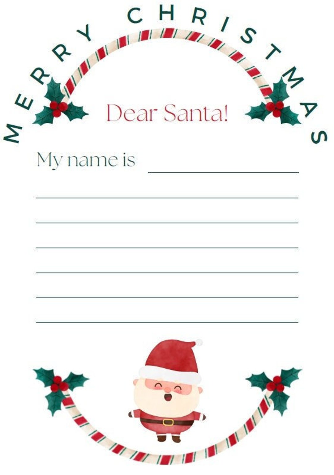 Dear Santa Printable; Dear Santa List; Christmas List Printable ...