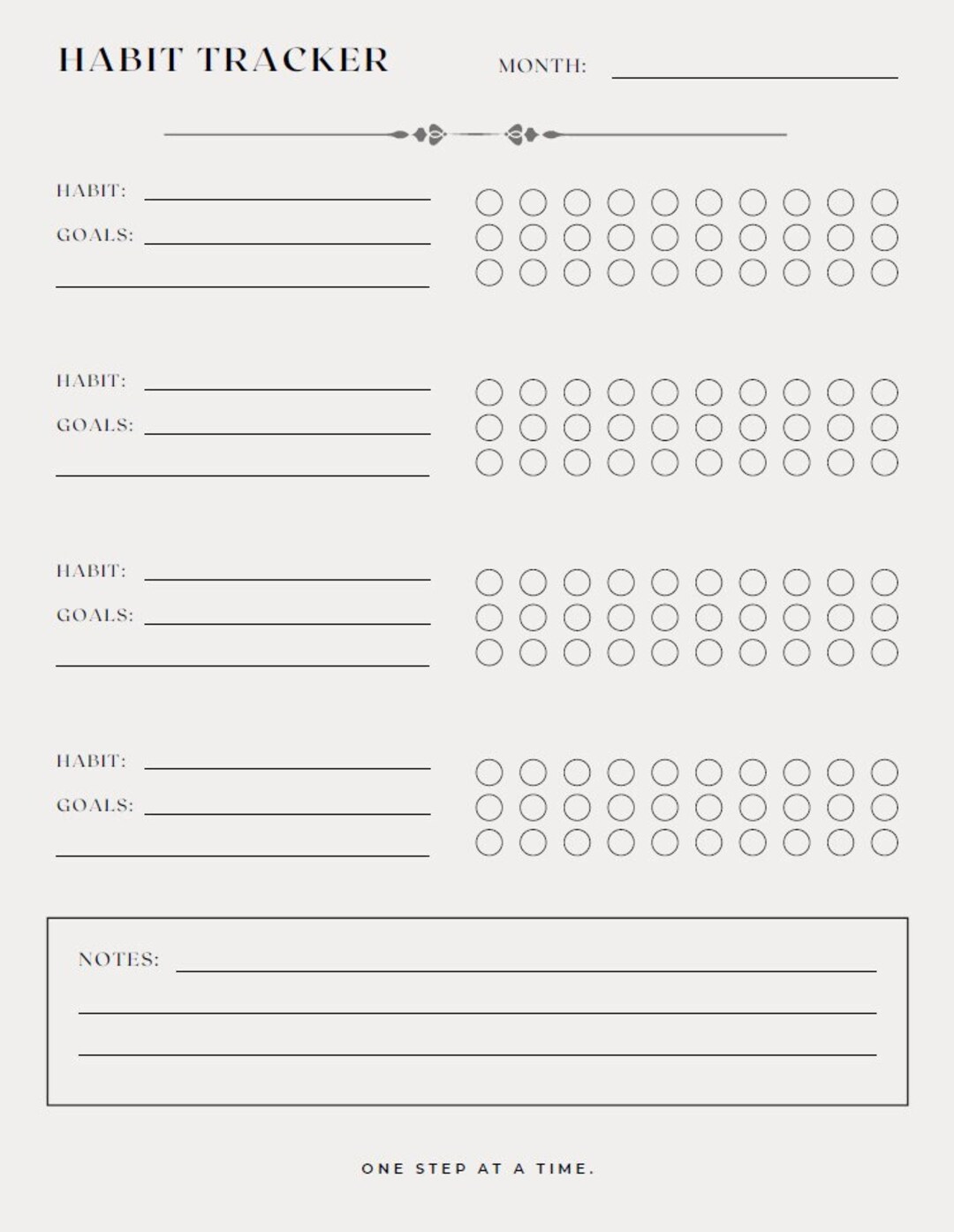 Monthly Habit Tracker Printable, Goals and Accountability (digital ...