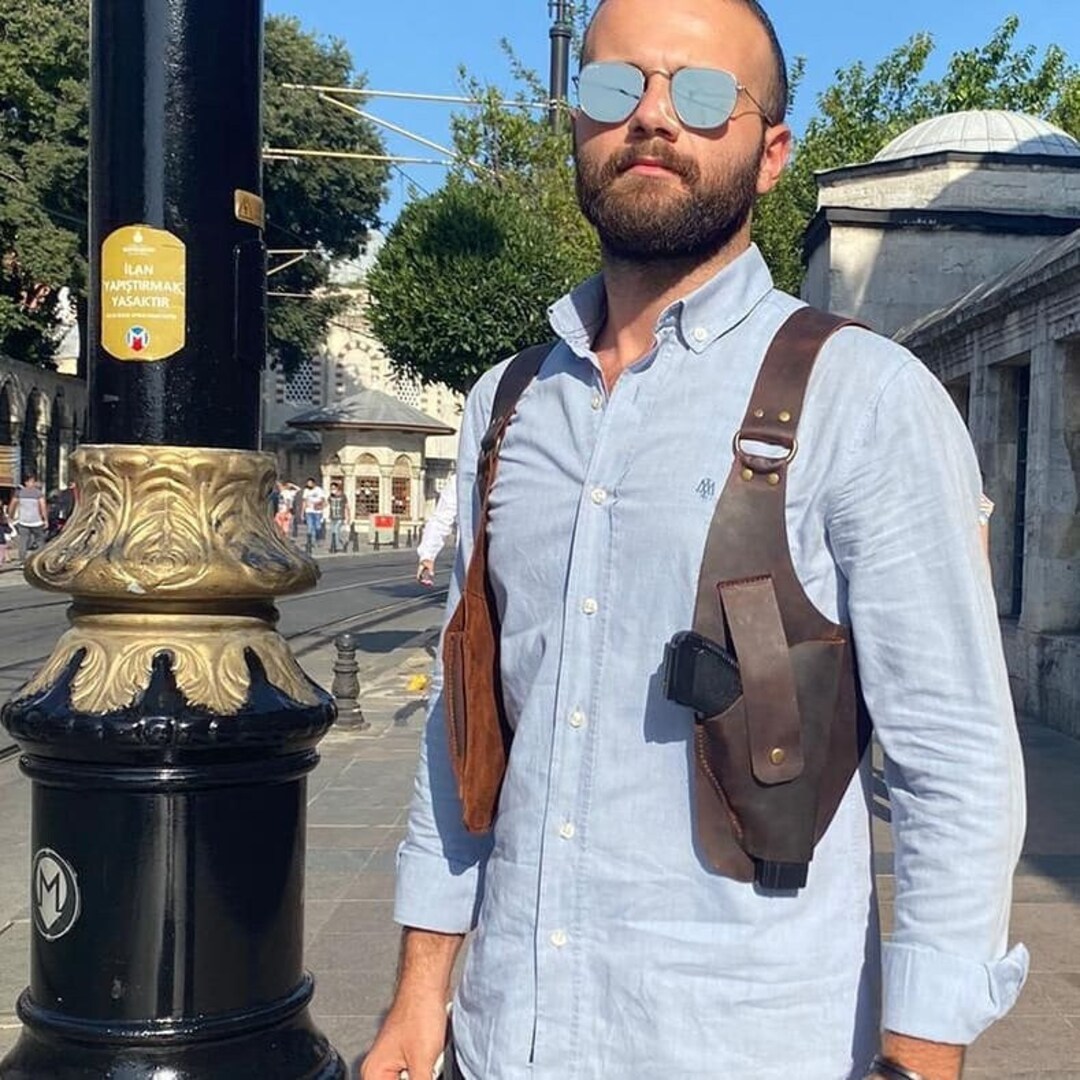 Custom Leather Shoulder Holsters, Underarm Holster for Glock, Taurus, S ...