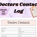 Doctors Contact Log, Editable and Printable Digital Download, Great to ...