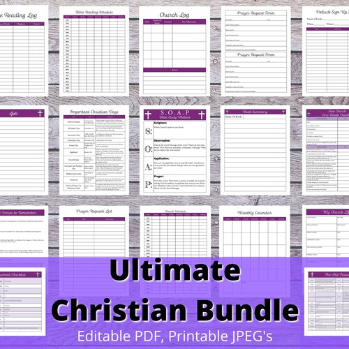 20 Pages Christian Bundle Pack Editable & Printable Pdf and - Etsy