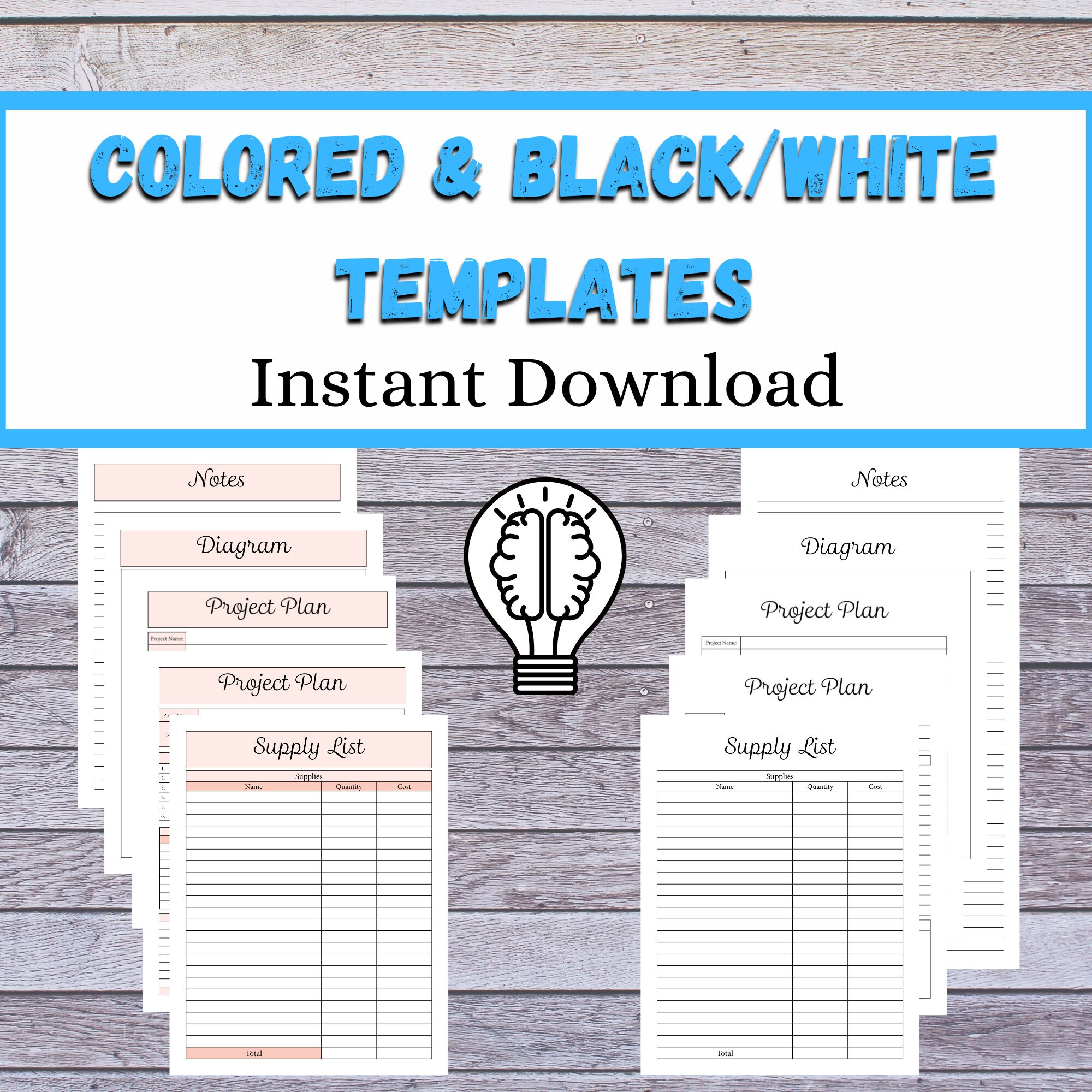Project Planner Template, Editable PDF and Printable JPEG. Stay ...