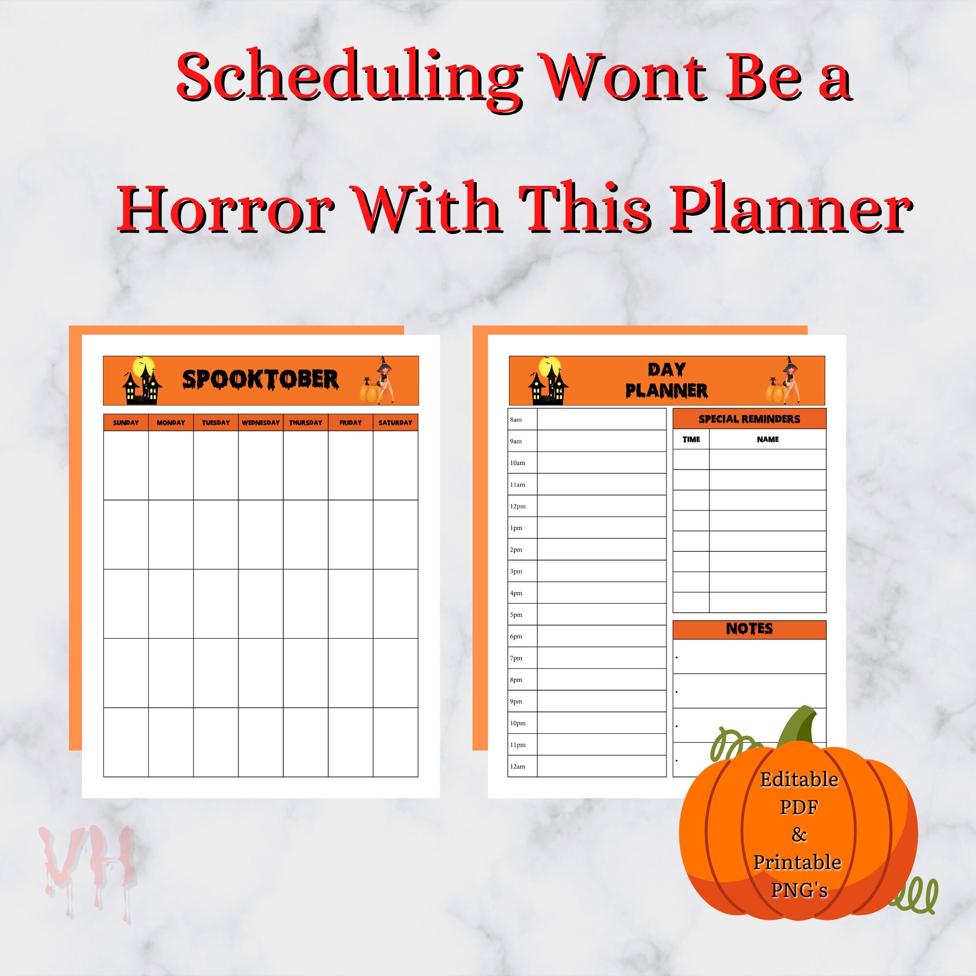 Halloween Horror Packet, Printable and Editable Bundle Ghost, Vampire ...