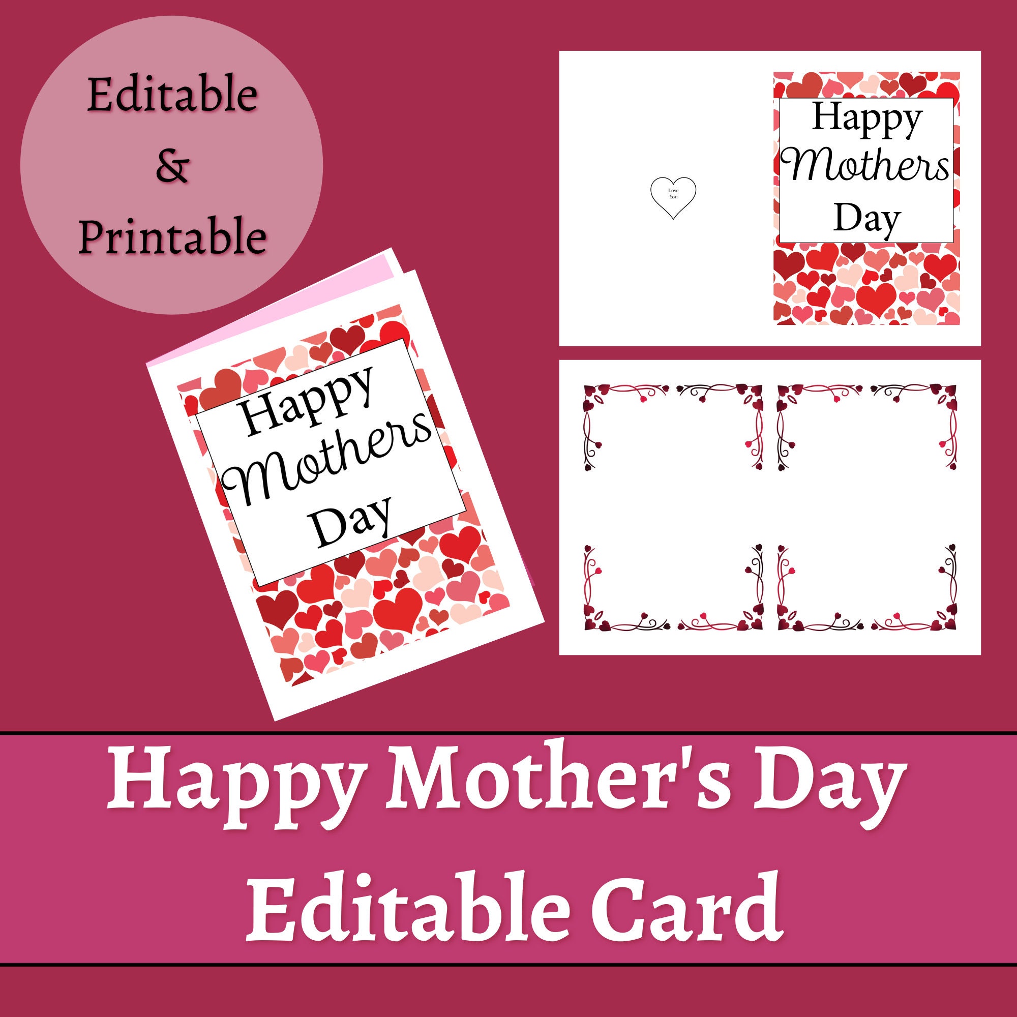 Mother's Day Bundle Pack 3 Pages and a Card Template in PDF and JPEG ...