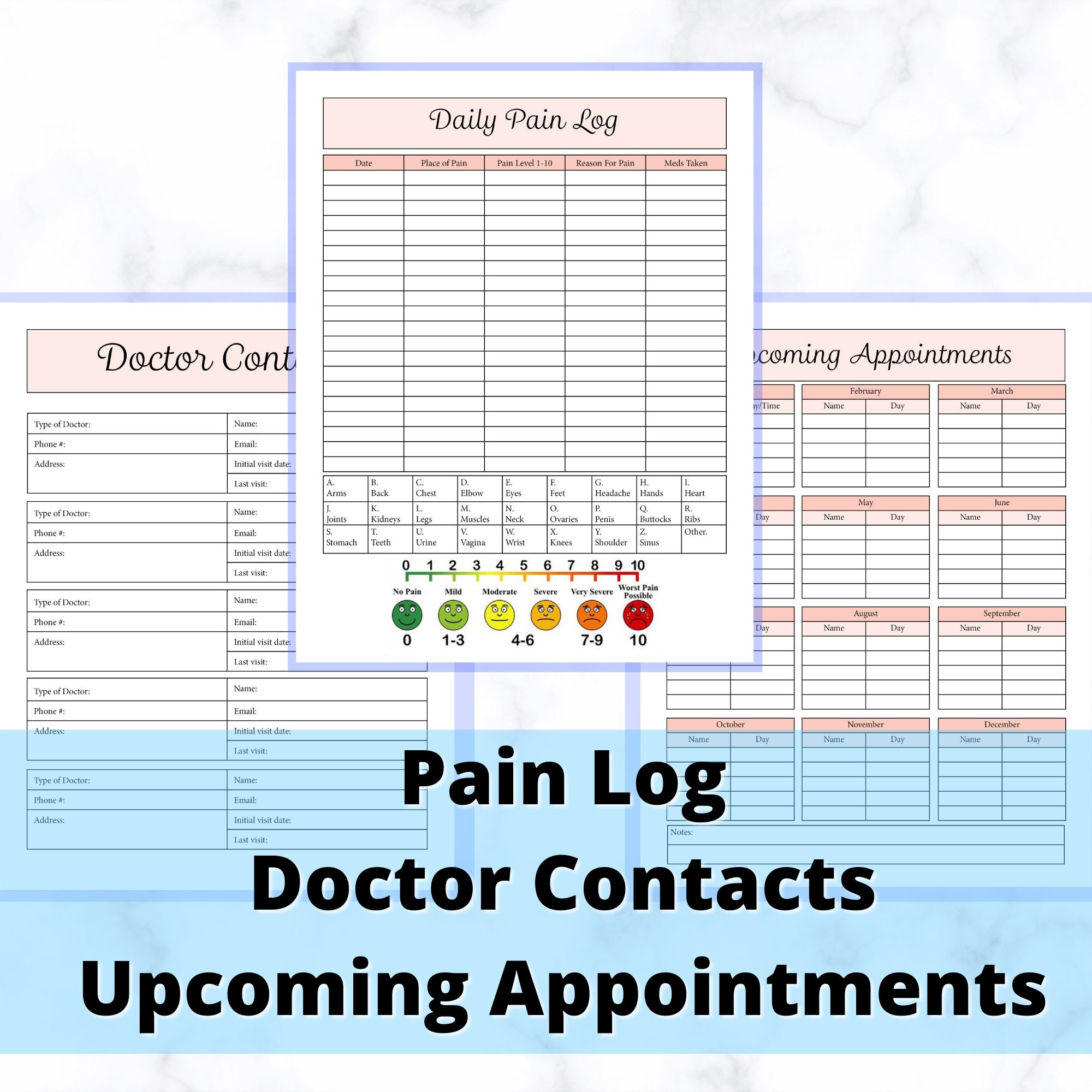 Medical Forms Printable Bundle Pack, Editable PDF & JPEG Templates, for ...