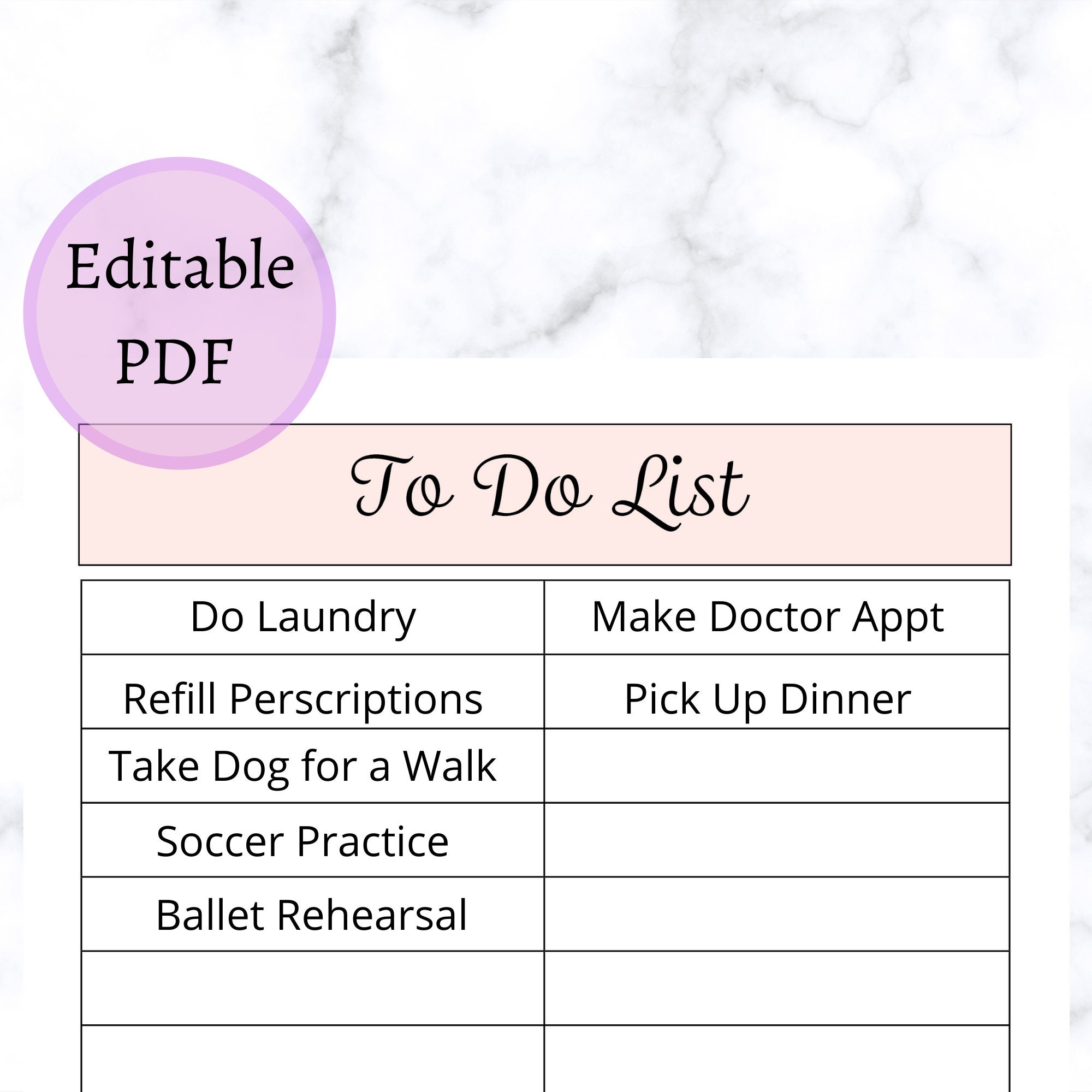 Editable to Do List PDF & JPEG Digital Downloads, Printable Planning ...