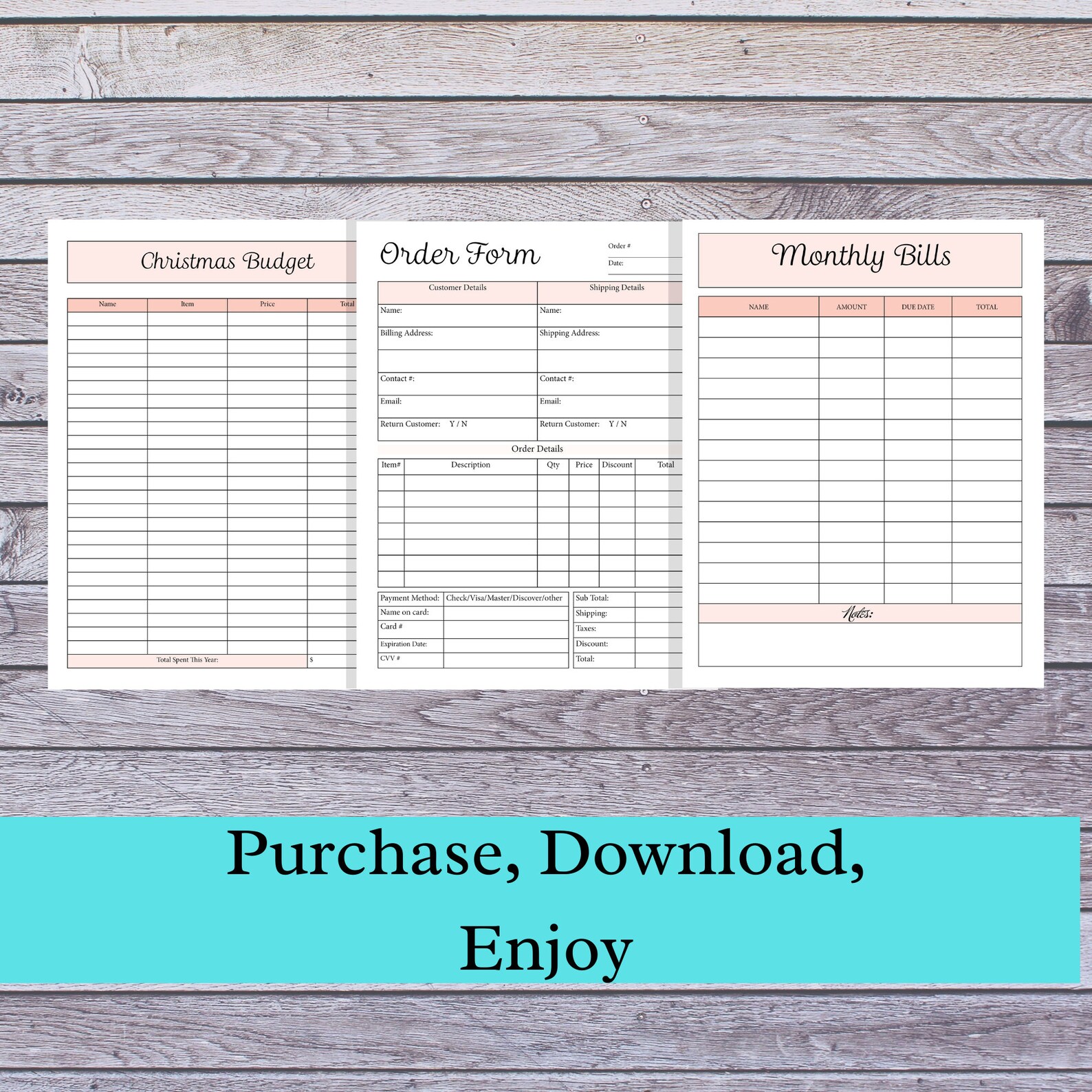 Productivity Printable Bundle, Complete Editable Packet, Templates to ...