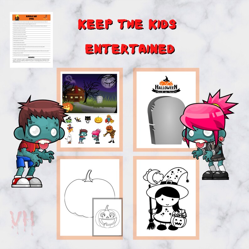 Halloween Horror Packet, Printable and Editable Bundle Ghost, Vampire ...