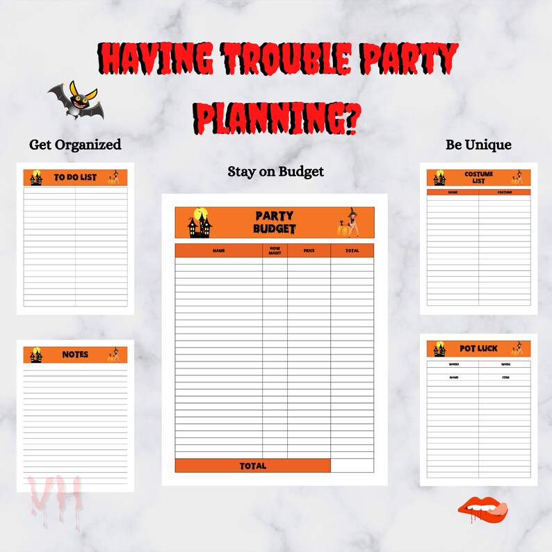 Halloween Horror Packet, Printable and Editable Bundle Ghost, Vampire ...