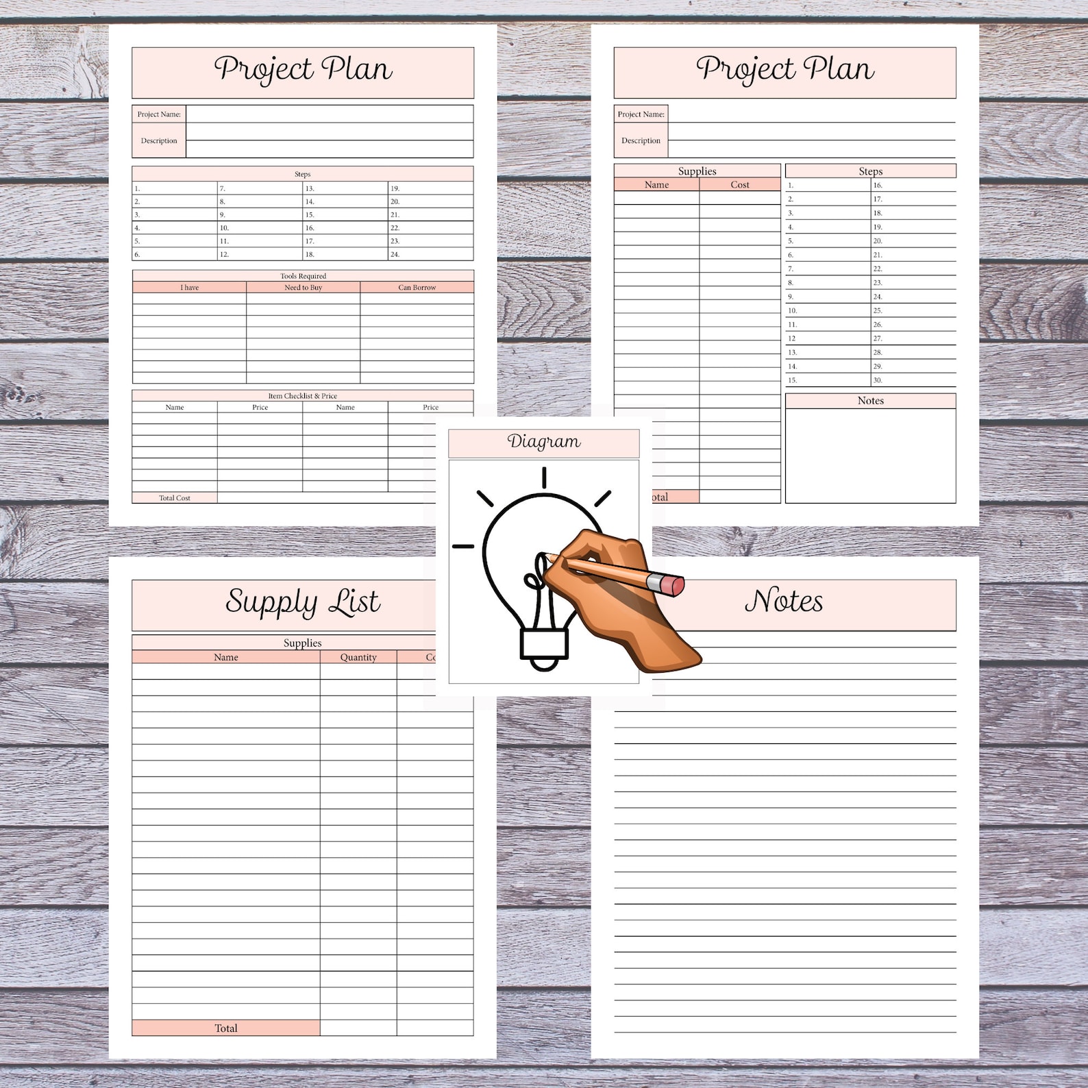 Project Planner Template, Editable PDF and Printable JPEG. Stay ...